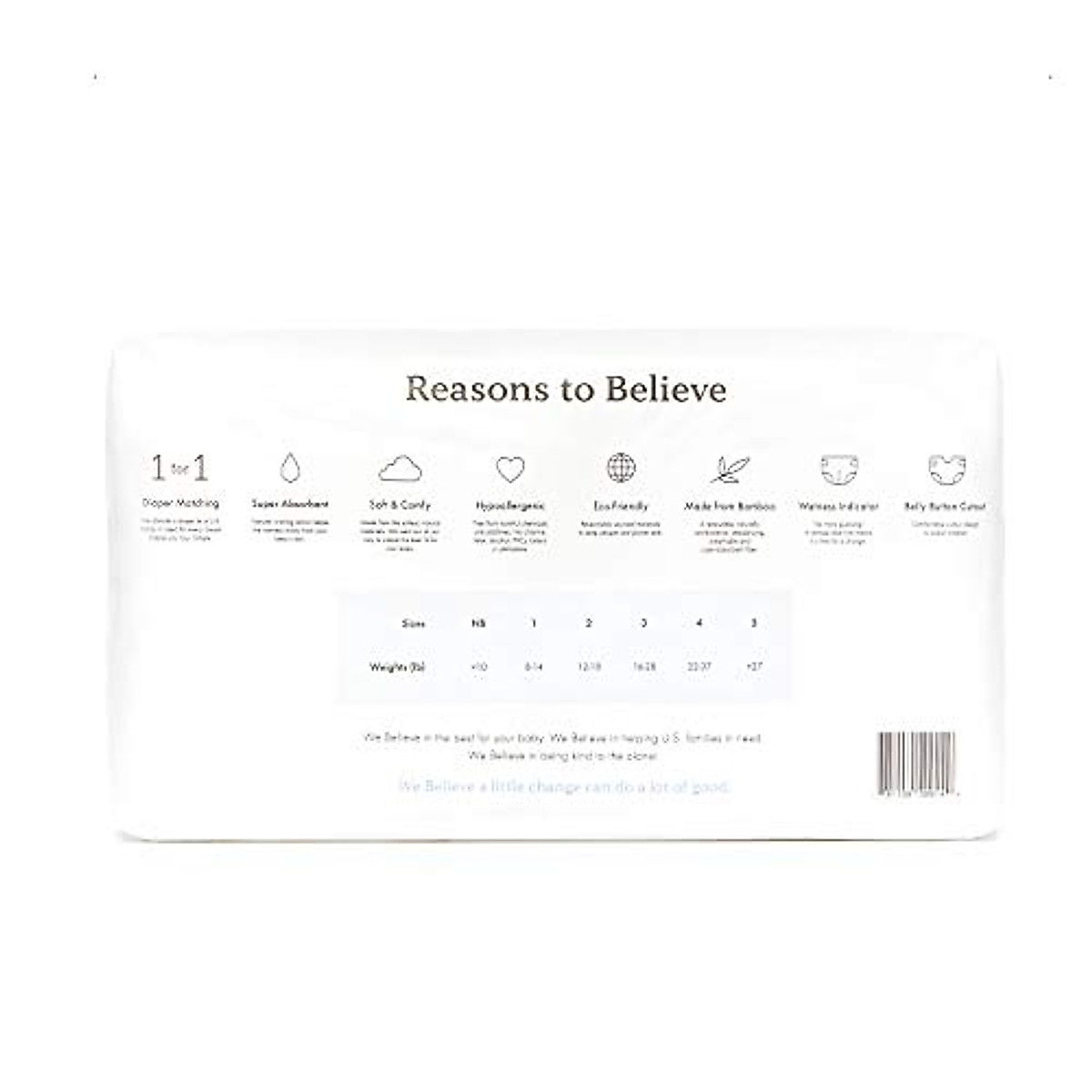 Believe Baby Bamboo Baby Diapers Size 1 - Premium, Super-Absorbent, Hypoallergenic for Sensitive Skin, Chemical-Free, Unscented, Eco-Friendly Diaper for Babies 8-14 lbs - 60 Ct
