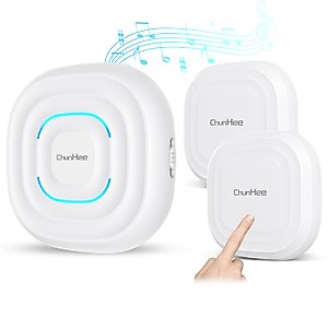 ChunHee Smart Wireless Caregiver Pager Self-Powered Call Button Medical Alert System Call Bell 500+ Feet for Home/Elderly/Patient/Disabled 2 Call Buttons/Transmitters 1 Receiver