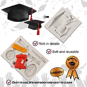 SAKOLLA Graduation Fondant Molds Silicone Doctoral Cap Diploma Candy Chocolate Molds Congrats Grad Congratulations Molds Cake Toppers Party Decorations for 2024 Graduation Celebration