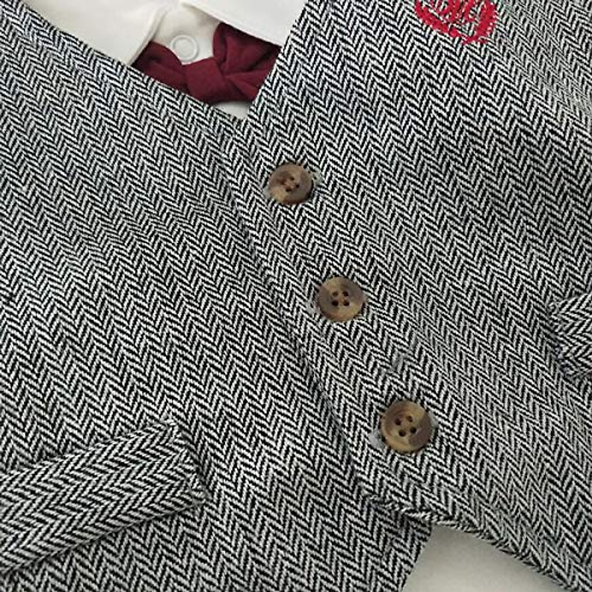 famuka Little Boy Suit Toddler Outfit Baby Gentleman Tuxedo Three-Piece Formal Shirt Set 1-5 Years (Grey, 2-3T)