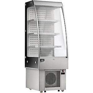 Nexel Refrigerated Open Air Merchandiser w/Curtain, 8.8 Cu. Ft., Stainless Steel