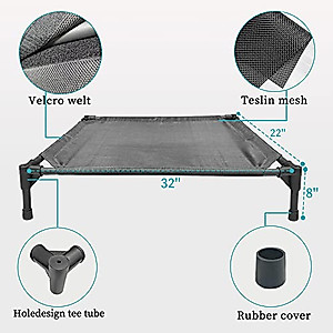 NBVAIGJ Elevated Dog Bed for Medium - Portable Raised Dog Bed Outdoor & Indoor 32x25x8in for Camping or Beach Washable Dog Bed,Durable Chew Proof Dog Hammock Bed with Breathable Mesh,Black