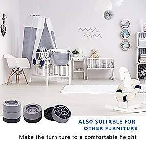 HANIHUA Round Bed Risers (Set of 4) Heavy Duty Furniture Risers Lifts Height 1", 2 inch, Adjustable Bed Lifts Risers for Bed Frame, Desk, Table, Sofa, Chair Risers Supports Up to 1,300 lbs