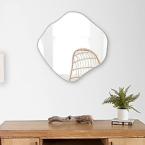 BOMINICA Asymmetrical Wall Mirror Frameless Irregular Accent Mirror for Living Room Entryway Bedroom, 20" x 20"