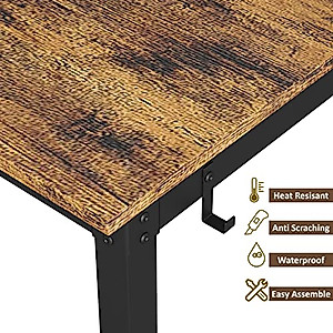 Napnapday 55 inch Computer Desk with Storage Shelves, Home Office Study Writing Table with Bookshelf, Rustic Brown