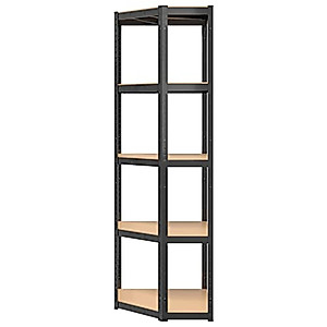 5 Tier Corner Shelf,Storage Shelf Units with a Reinforcement Bar,165.3 lb Loading Capacity per Shelf,Adjustable Storage Rack for Kitchen,Laundry Room, Basement, Bathroom 21.7"x21.7"x67.7" Anthracite