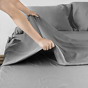 Extra Deep Pocket Full Sheet Set - Breathable & Extra Soft - Deep Pockets Full Size Sheet Sets - Easy Fit 16in to 24in Mattress - 4 Piece Set - Grey Bed Sheets Set