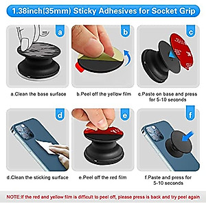 volport 3M Sticky Adhesive Replacement Compatible with Socket Mount Base, 10 Pack VHB Sticker Pads for Car Magnetic Phone Holder and 2pcs 1.38 Inches Double Sided Tape for Collapsible Grip & Stand