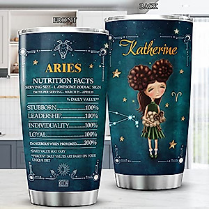 KOIXA Aries Zodiac Insulated Tumbler With Lid 20oz Cute Astrological Items For Teens Girls Stainless Steel Coffee Travel Cup Custom Name Birthday Mug Cute Astrology Gifts For Women