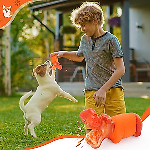 WASG PET Dog Chew Toys for Aggressive Chewers, Tough and Durable Chew Toy for Aggressive Chewers, for Medium Large Breed, Ideal Super Chewer Dog Toys with Real Bacon Flavor,Orange