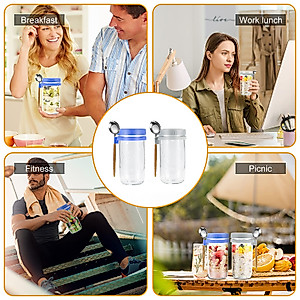 Overnight Oats Containers With Lids And Spoons, 2 Pack Mason Jars For Overnight Oats, 21oz Leak-Proof Glass Overnight Oats Container Breakfast Yogurt Meal Prep Container Fruit Salad Parfait Cups