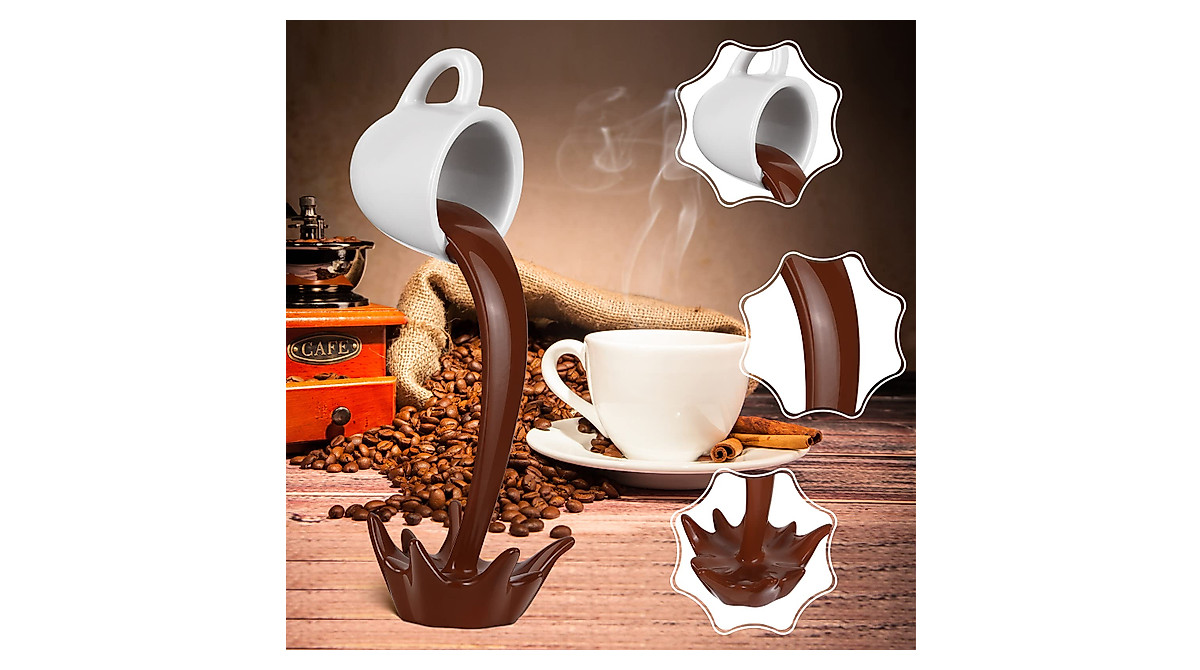 Floating Coffee Cups Sculpture Set - Unique Home & Office Decor