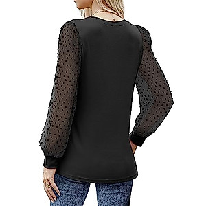 WIHOLL Black Fall Clothes for Women 2023 Loose Fits Long Sleeve Tunic Tops Dressy Casual S
