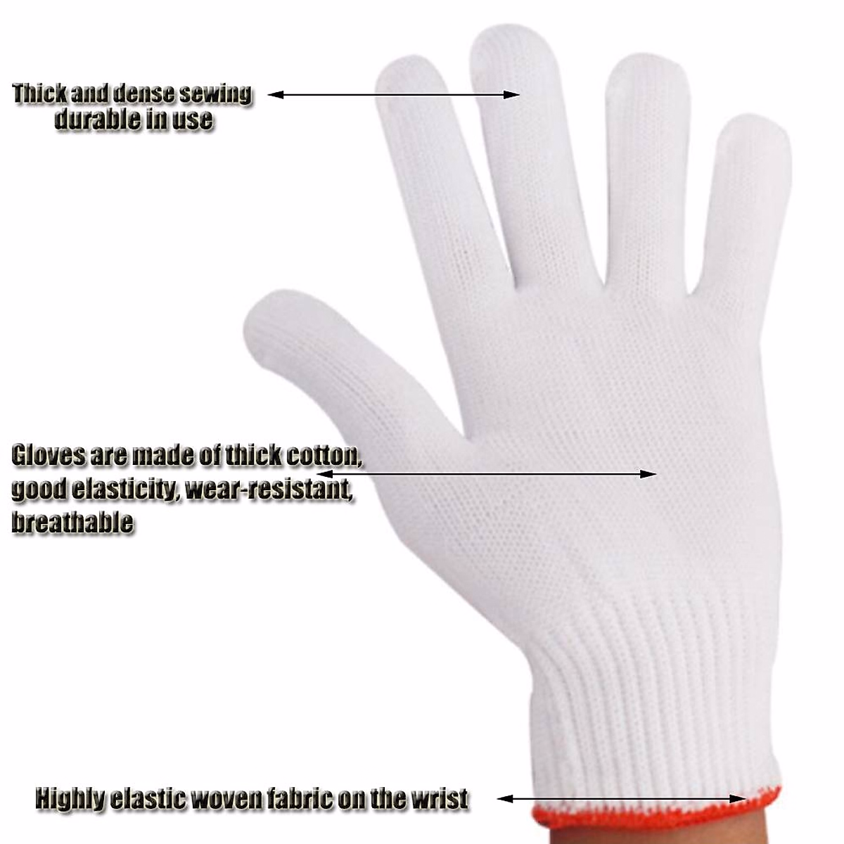 NRDBEEEC Hand Working Gloves Safety Grip Protection Work Gloves Men Women BBQ Thick Cotton (Pack of 6 Pairs)