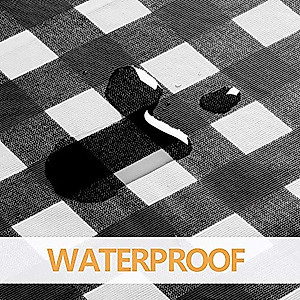 sancua Checkered Vinyl Rectangle Tablecloth - 54 x 78 Inch - 100% Waterproof Oil Proof Spill Proof PVC Table Cloth, Wipe Clean Table Cover for Dining Table, Buffet Parties and Camping, Black and White