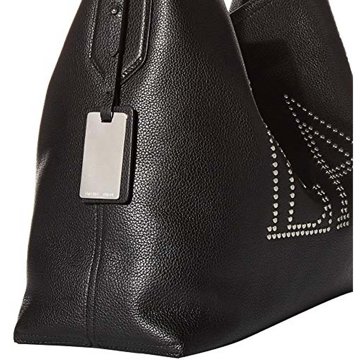 Emporio Armani Designer Leather Hobo Bag Embellished with EA Logo, Black