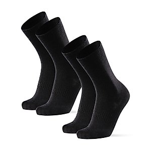 DANISH ENDURANCE Merino Wool Hiking Liner Socks, Thermal, Anti-Blister for Men and Women 2- Pack, Black, Medium