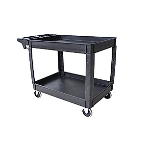 MaxWorks 80857 500-lb Utility Service PP Cart With Two Trays and Wheels 46 inch x 25.5 inch x 33.5 inch Overall Dimensions