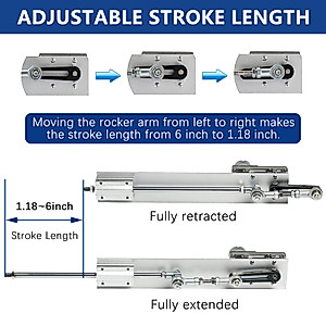 JQDML Reciprocating Cycle Linear Actuator DIY Motor 24V 100rpm High Torque 35lbs Stroke 30mm-150mm Adjustable with Remote Controller Big End Connector Speed Regulator(24v150mm100rpm)