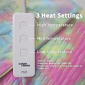 GOQOTOMO Electric Heated Pad for Back/Waist/Abdomen/Sh-oulder/Neck Pain and Cramps Relief - Moist and Dry Heat Therapy with Auto-Off Hot Heating Pad by-Rainbow