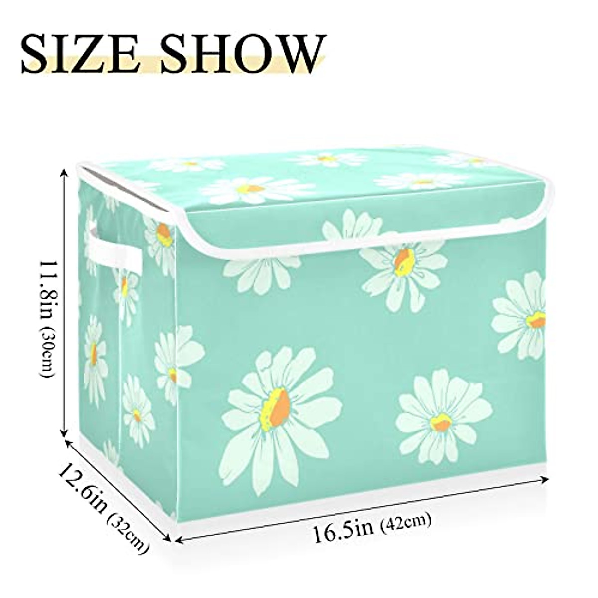 innewgogo Poppies Floral Sunflower Storage Bins with Lids for Organizing Collapsible Storage Cube Bin with Handles Oxford Cloth Storage Cube Box for Bed Room