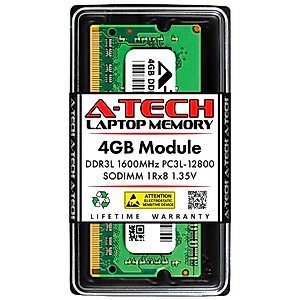 A-Tech 4GB RAM Replacement for Kingston KVR16LS11/4 | DDR3/DDR3L 1600MHz PC3L-12800 1Rx8 1.35V SODIMM 204-Pin Memory Module