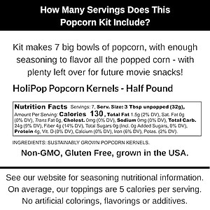 Christmas Movie Popcorn Kit - Half-Pound of Holipop Popcorn and Salt and Vinegar Seasoning