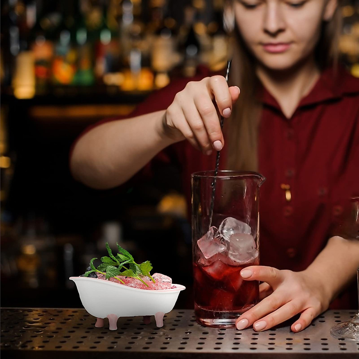 Ceramic Bathtub Bowl Cocktail Cup: Novelty Bathtub Wine Glasses Cocktail Sorbet Smoothie Cold Drink Cup Container for Home Bar Party Gift Pink