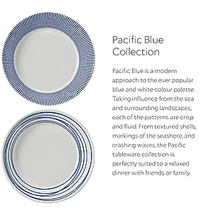 Royal Doulton Porcelain Pacific Mixed Patterns Set of 6 Pasta Bowls, 22cm, Blue