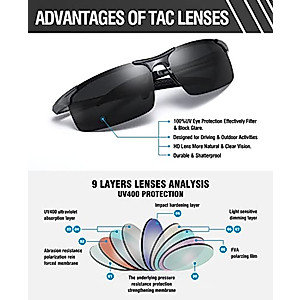 DUCO Mens Sports Polarized Sunglasses UV Protection Sunglasses for Men 8177s(Gunmetal Frame Gray Lens