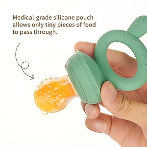 Haakaa Freeze-N-Feed Mini Combo with Silicone Food Feeder & Silicone Mini Nibble Tray|Baby Solid Food Self Feeder|Breastmilk Popsicle Mold Storage & Feeder for Soothing Baby Gums 1 PK