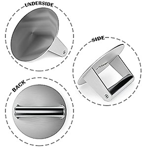 MKLZ Burger Smasher Stainless Steel Bacon Press, 5.9 Inches Round Heavy Duty Burger Smasher with Handle, Bacon Press Grill Press Perfect for Flat Top, Professional Griddle Grill Cooking