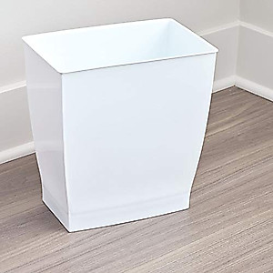 iDesign,Plastic Spa Rectangular Trash, Waste Basket Garbage Can for Bathroom, Bedroom, Home Office, Dorm, College, 2.5 Gallon, White