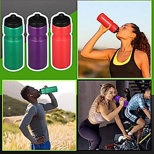 Sunnyray 20 Pcs Sports Water Bottle 23 oz Reusable Squeeze Water Bottles Blank Plastic Water Bottles with Leakproof Pull Top Cap for Kids Adults Sports Fitness Bike DIY, Dishwasher Safe, 5 Colors
