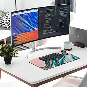 Mouse Pads Rose Gold Glitter Pink Teal Desk Mat Gaming Mousepad Non Slip Rubber Mouse Mat for Desk Keyboard, Wireless Mouse, Office Computer