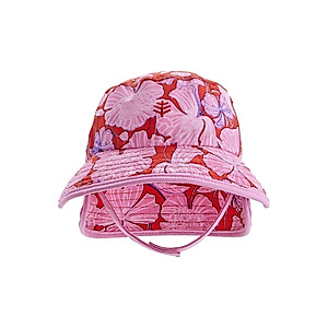 Coolibar UPF 50+ Baby Linden Sun Bucket Hat - Sun Protective (6-12 Months- Radiant Red Botanical Floral)