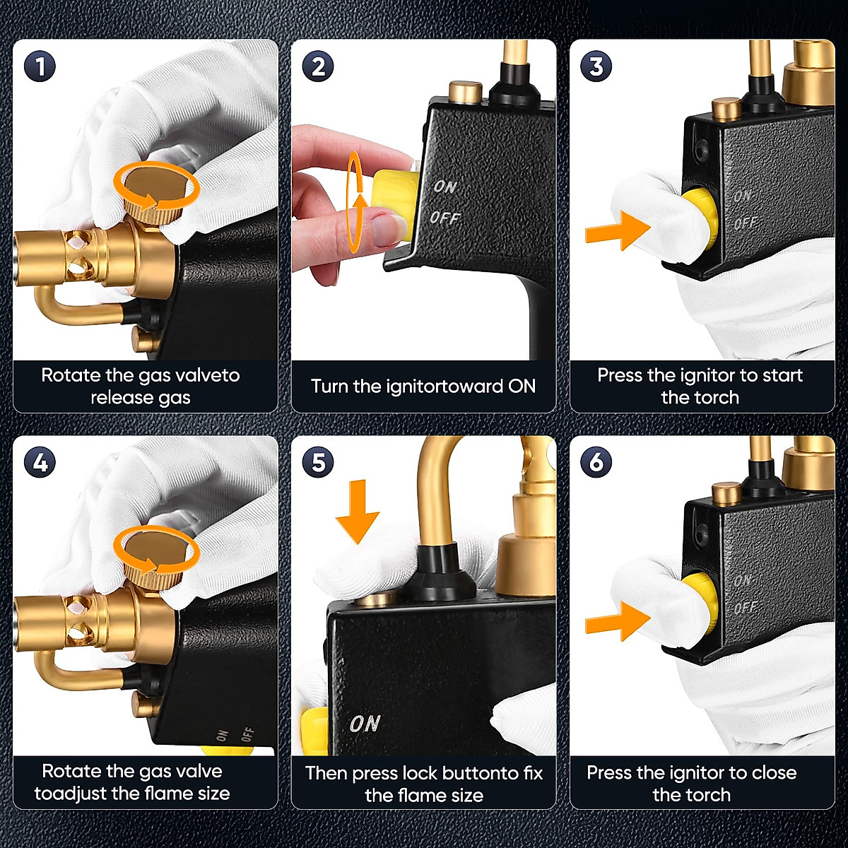LIVOSA Heat Propane Mapp Torch Multi Purpose Includes 3 Nozzles/Tips High Intensity Trigger Start Torch Heat Shrink Torch