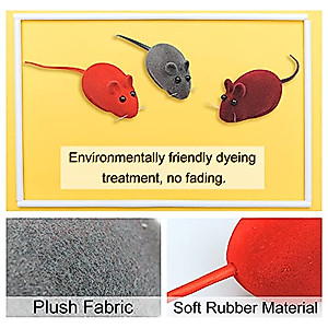 Andiker 3Pcs Cat Mouse Toy, Flocking Squeaking Mouse Cat Toy 3 Random Colors Soft Small Cat Toys for Indoor Cats Interactive Cat Toy for Cats and Kitten to Catch and Bit (3pcs)