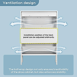 Brafab Shoe Storage Cabinet with 2 Flip Drawers&1 Small Drawer, Slim Entryway Shoe Organizer with Sun Pattern Doors for Leather Shoes,Pure White