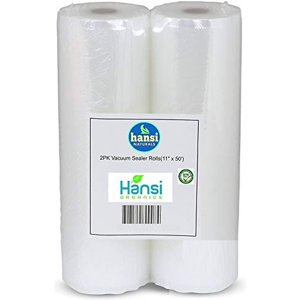 Hansi Naturals 2 Large 11" x 50' Heavy Duty Vacuum Seal Roll (2) Commercial Grade Food Sealer Bags