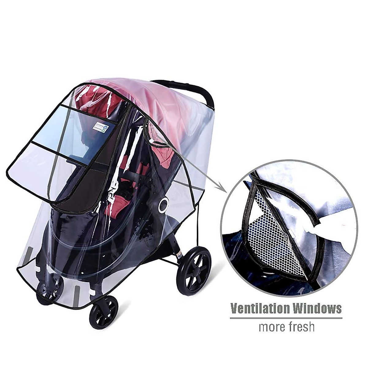 Stroller Rain Cover by Hombae, Universal Baby Stroller Weather Shield, Waterproof Stroller Cover, Travel Umbrella Stroller Wind Dust Shield, Stroller Cover for Rain, Food Grade EVA, Eye Protect