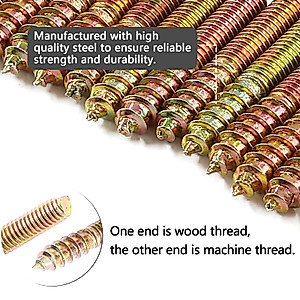Zorveiio M4 Hanger Bolts, Length 1"(25mm) Double Headed Bolts Self-Tapping Screw for Furniture