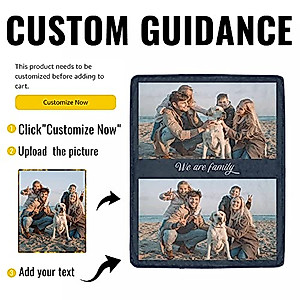 DIYKST Custom Blankets with Photos and Text Customized 2 Photoss Collage Blanket Personalized Pictures Throw Blanket for Family Memory Birthday Halloween Christmas Fathers Day 40"×50"