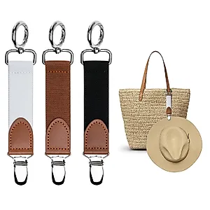 Nearockle 3 Pieces Hat Clips for Travel Handbag Backpack Luggage, Elastic Cap Clips Hat Companion for Women, Outdoor Travel Accessory Chains
