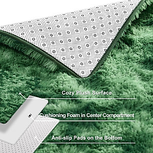 Prabia Large Area Rugs for Living Room, 6x9 Tie Dyed Green Super Soft Shag Rug for Bedroom, Modern Fluffy Fuzzy Plush Carpet for Girls Kids Dorm Room, Anti-Slip Cute Baby Nursery Rug for Home Decor