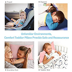 Babebay Toddler Pillow with Pillowcase, 13×18 100% Cotton Toddlers Pillows for Sleeping, Machine Washable Kids Pillows Perfect for Toddler Bed, Daycare, Small Pillows for Toddlers, Kids, Girls - Pink