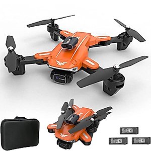 AIROKA H109 RC Drone with 4K HD Camera, Three-sided Obstacle Avoidance Remote Control Quadcopter Optical Flow Fixed High Aerobatic Rollover Fold Toys,One Key Start Speed Adjustment,360° circle fly at high speeds , Headless Mode,One Key Return (orange)