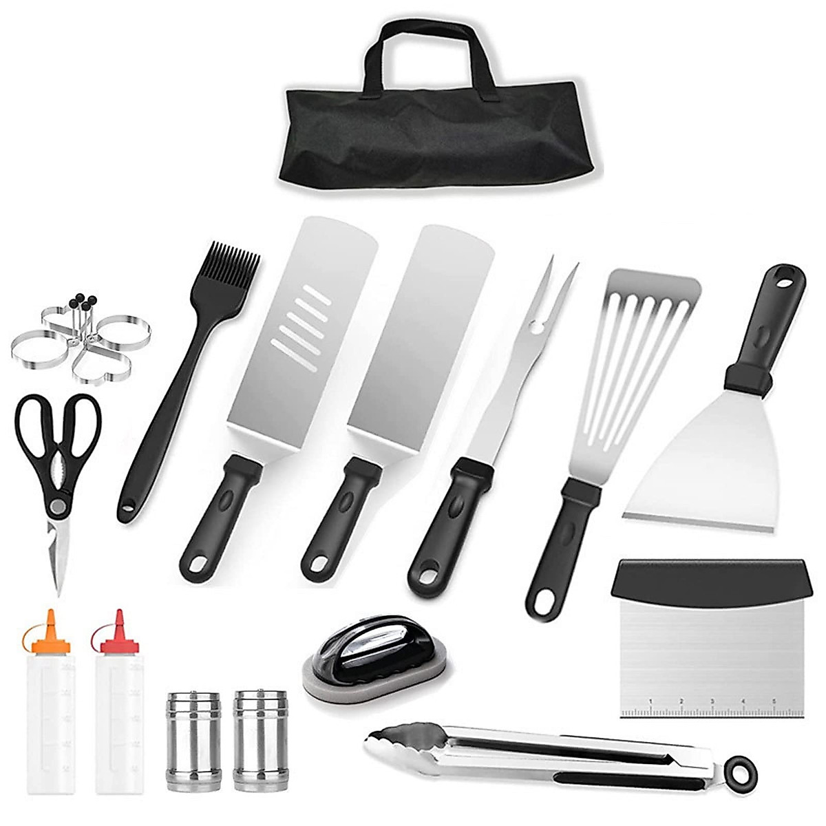 CYXI 19 pcs Grilling and Camping Cooking Utensils Set,Portable Grilling Utensil Kit,Stainless Steel Grilling Kit,for Travel, Picnics, RVs, Camping, BBQs, Parties