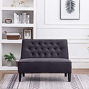 annjoe Button Tufted Loveseat Settee Upholstered Sofa Backrest Buckle Couch Banquette Bench for Dining Room Living Room Bedroom Funiture(Gray 1)