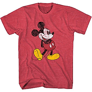 Disney Mickey Mouse Classic Distressed Standing T-Shirt(LG, Heather Red)